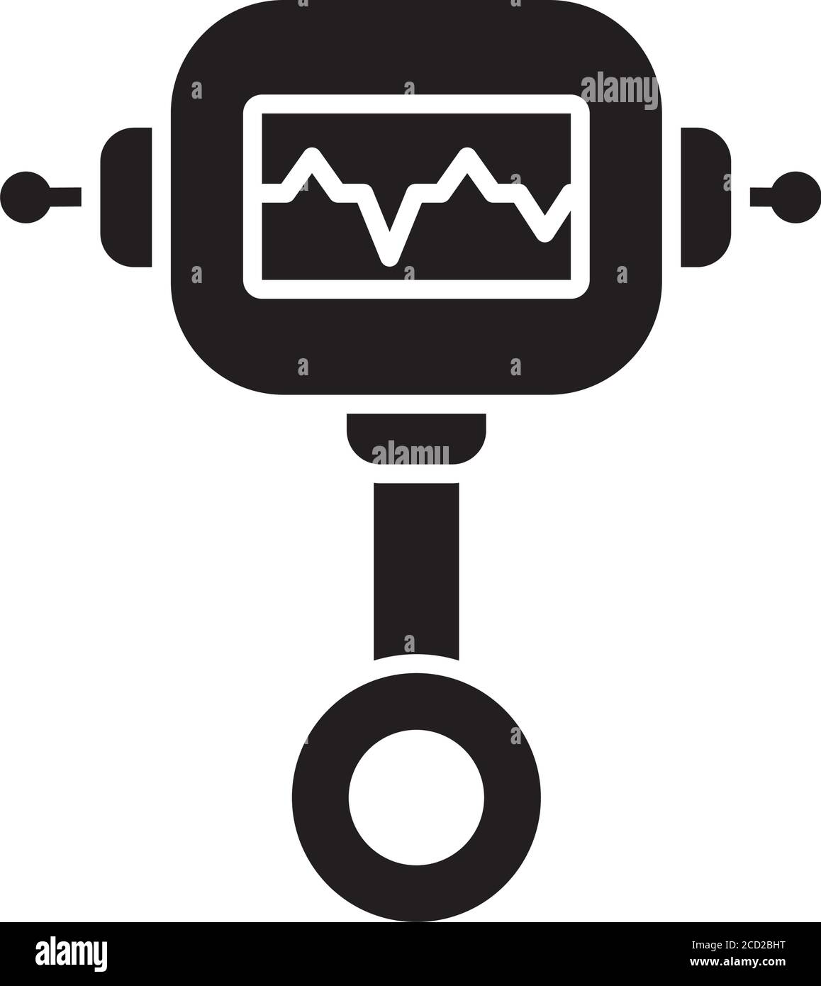 monitor robot icon over white background, silhouette style, vector ...