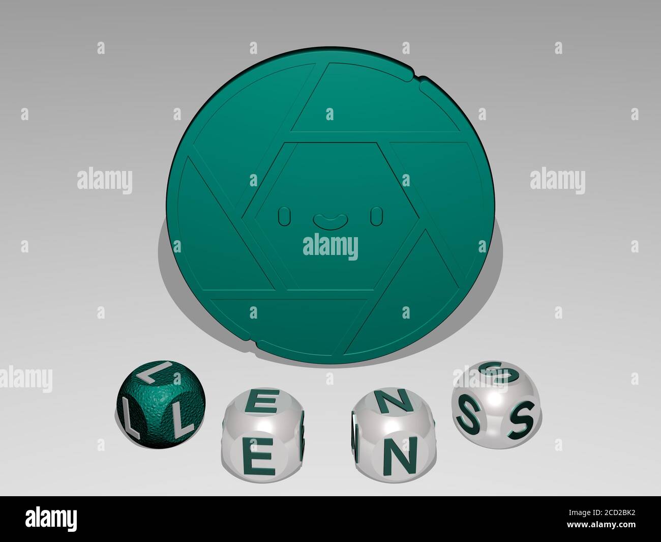 lens round text of cubic letters around 3D icon, 3D illustration Stock ...