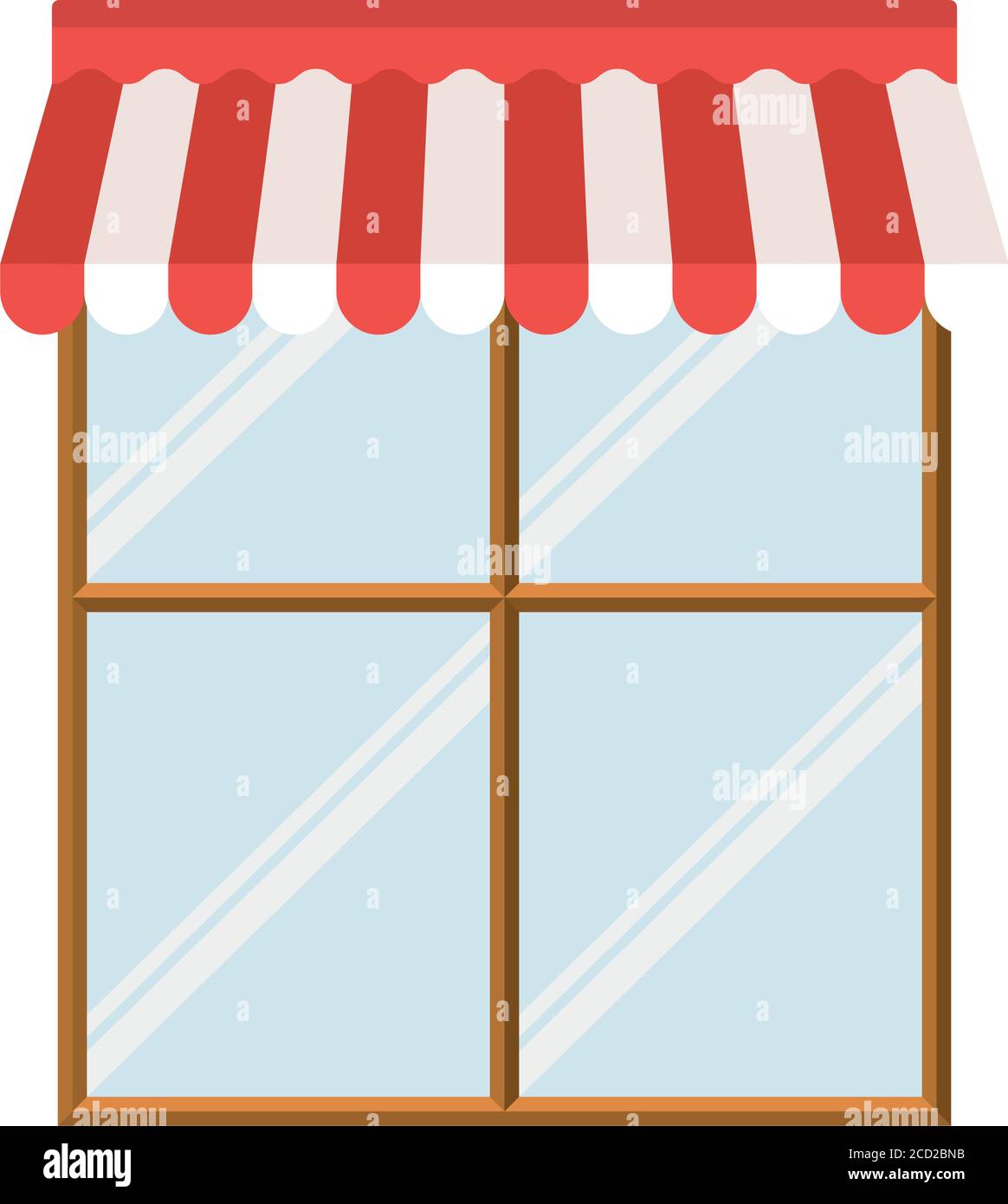 store window with red tent design of Shop supermarket and market theme ...