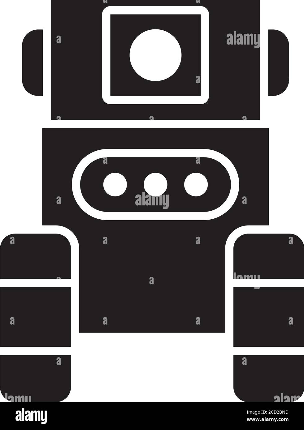 robotics concept, square robot with band wheels icon over white ...