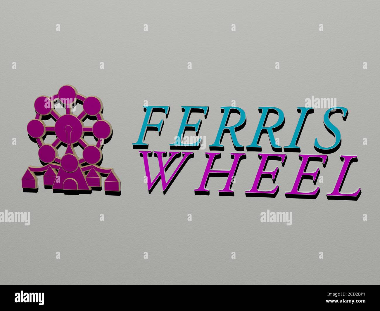 3D representation of ferris wheel with icon on the wall and text ...