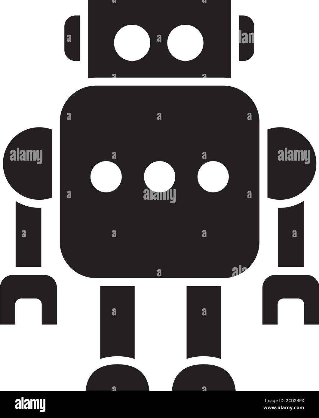 big square robot icon over white background, silhouette style, vector ...