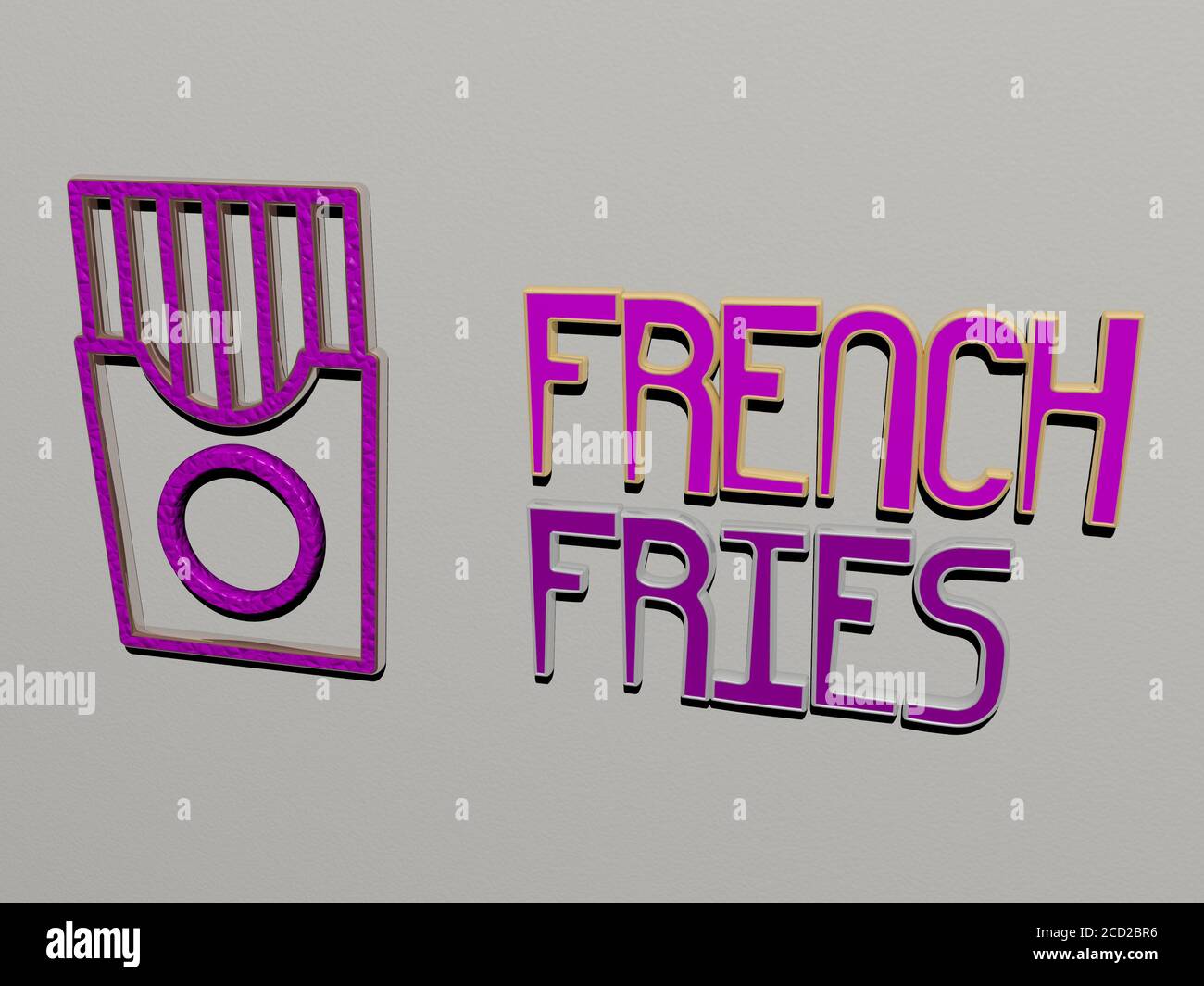 french fries icon and text on the wall, 3D illustration Stock Photo - Alamy