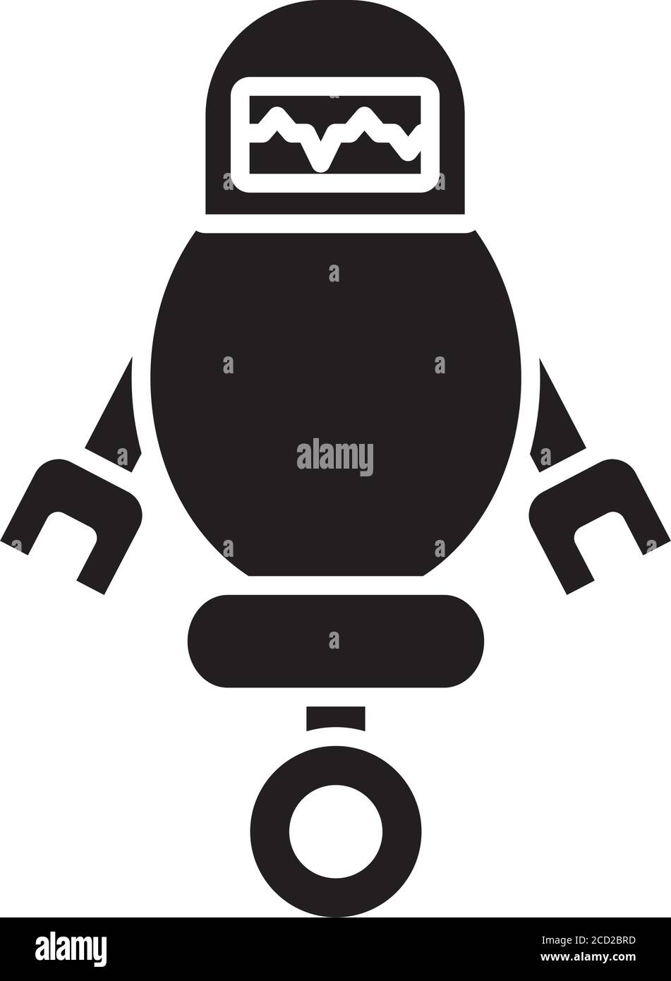 robotics concept, robot standing with one wheel over white background ...