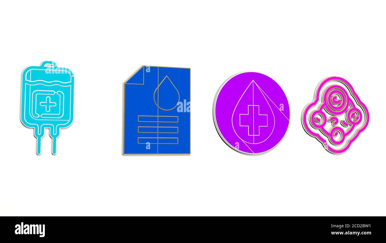BLOOD 4 icons set, 3D illustration Stock Photo - Alamy