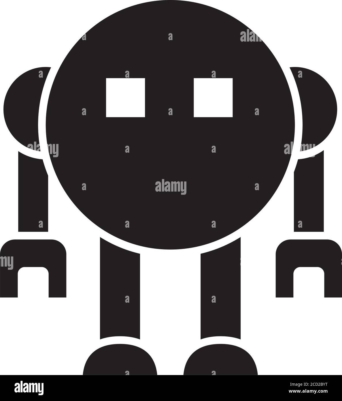 round robot standing icon over white background, silhouette style ...