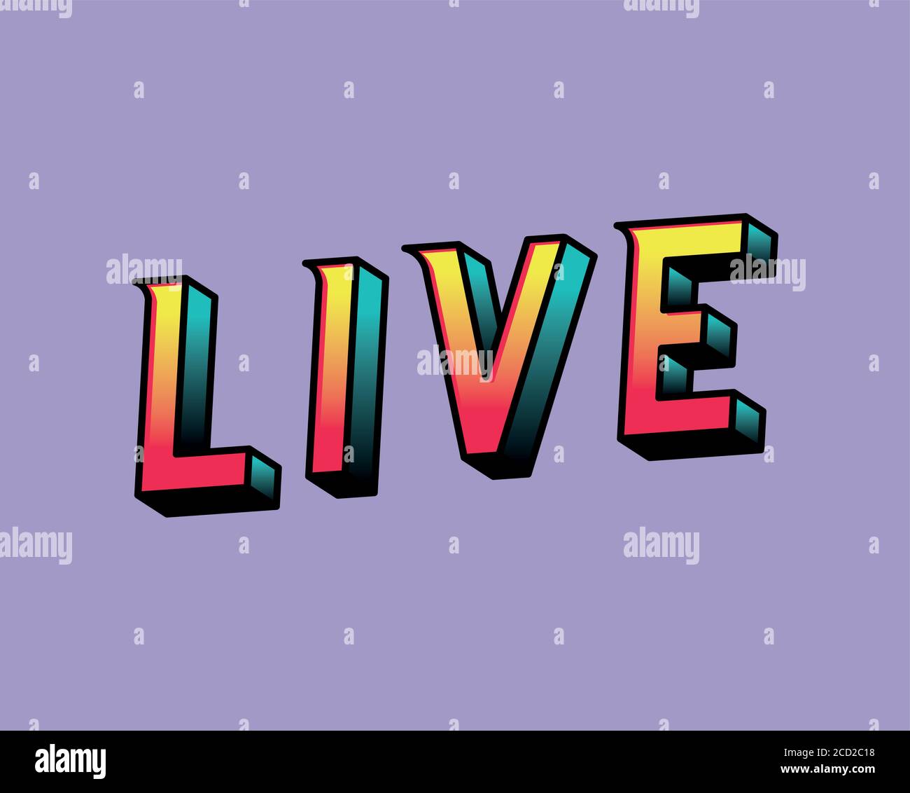 3d live lettering on purple background design, typography retro and ...