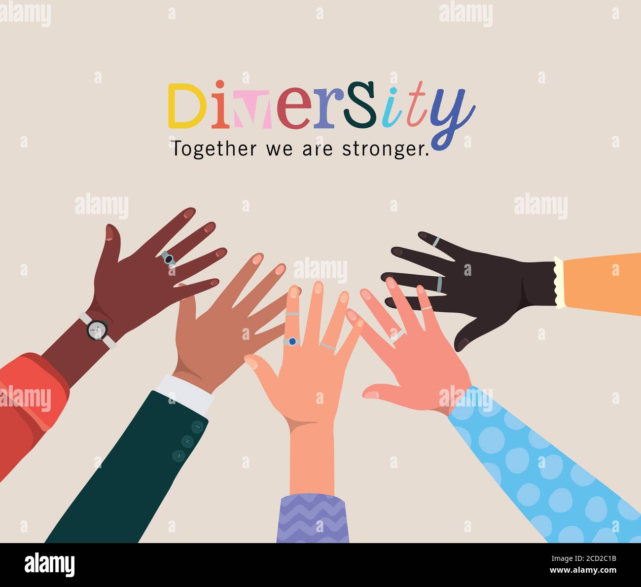 diversity together we are stronger and hands touching each other design ...