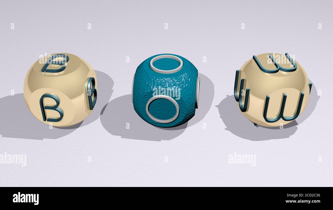 bow text of cubic individual letters, 3D illustration Stock Photo - Alamy