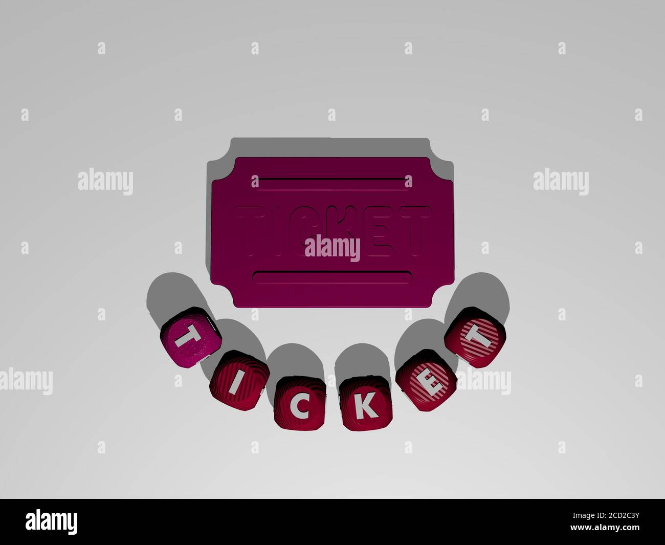 ticket text around the 3D icon, 3D illustration Stock Photo - Alamy