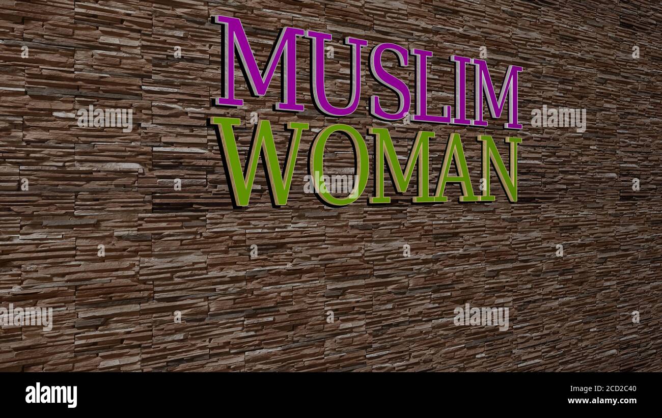 muslim woman text on textured wall, 3D illustration Stock Photo - Alamy