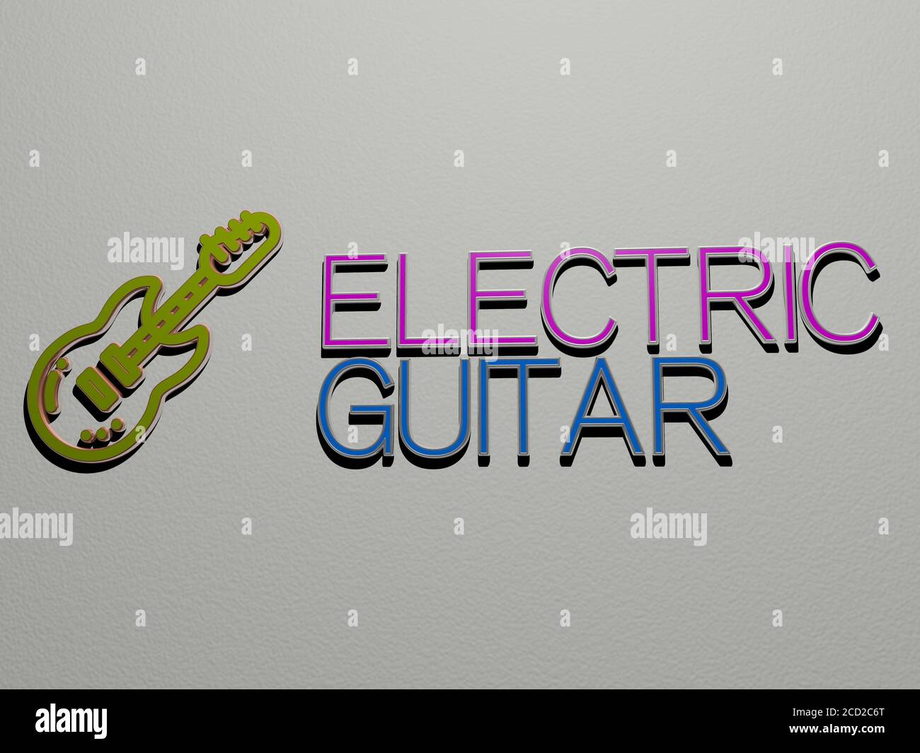 3D illustration of ELECTRIC GUITAR graphics and text made by metallic ...