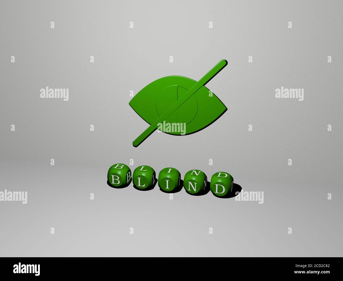 blind 3D icon on the wall and text of cubic alphabets on the floor, 3D ...