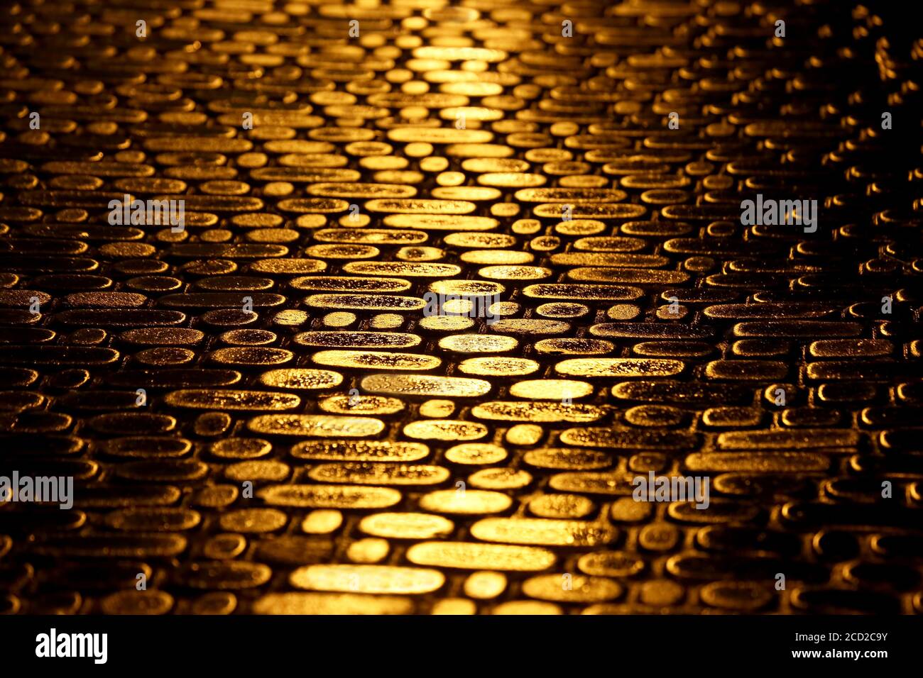 structure of road pavement in the night the reflection of the lights ...