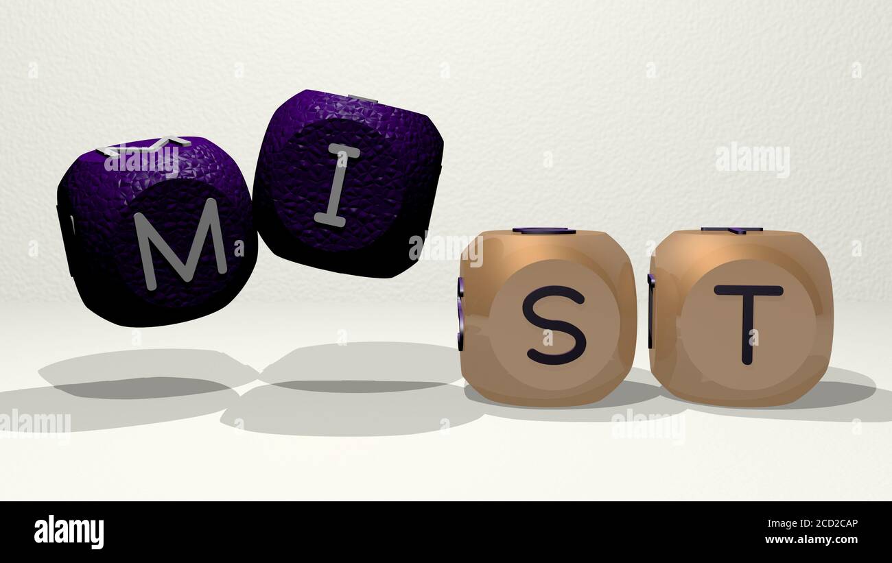 mist dancing cubic letters, 3D illustration Stock Photo - Alamy