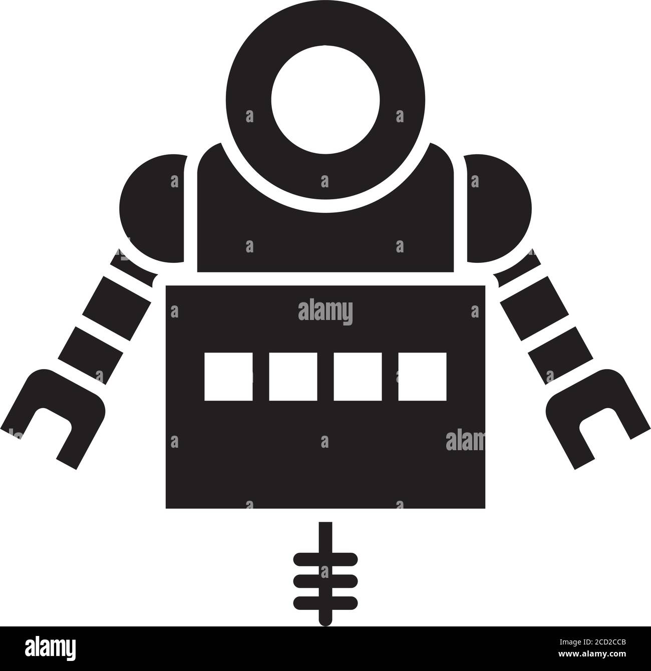 robotics concept, flying robot icon over white background, silhouette ...
