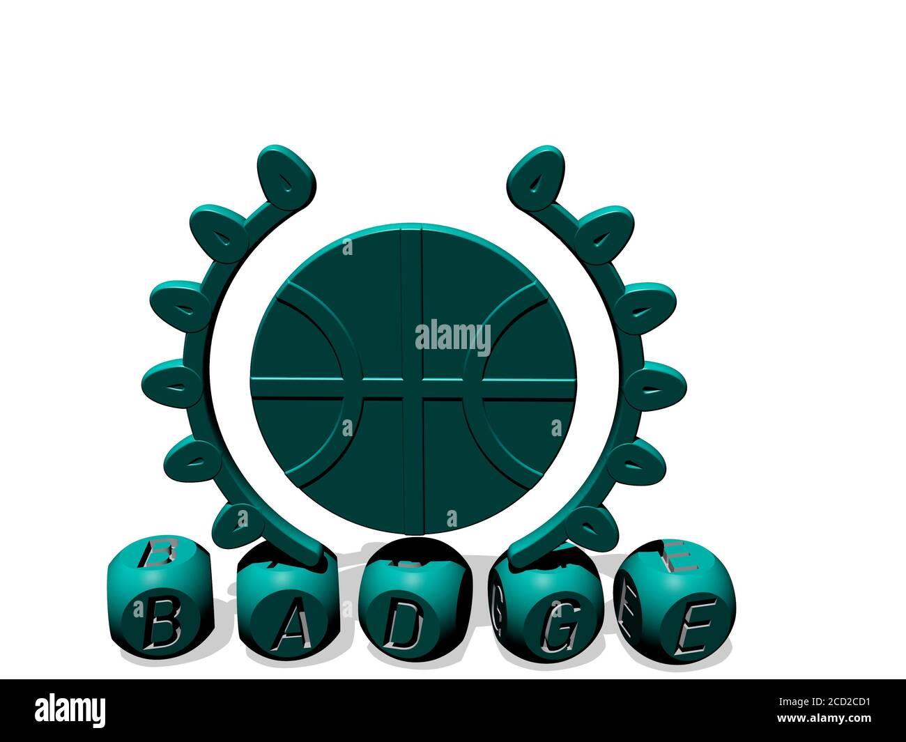 badge cubic letters with 3D icon on the top, 3D illustration Stock ...