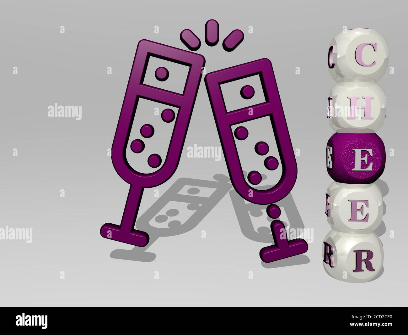 cheer 3D icon beside the vertical text of individual letters, 3D ...