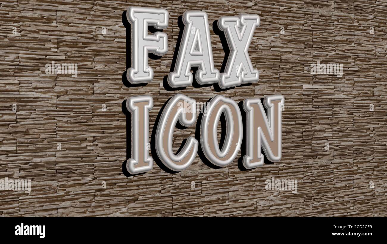 fax icon text on textured wall, 3D illustration Stock Photo - Alamy