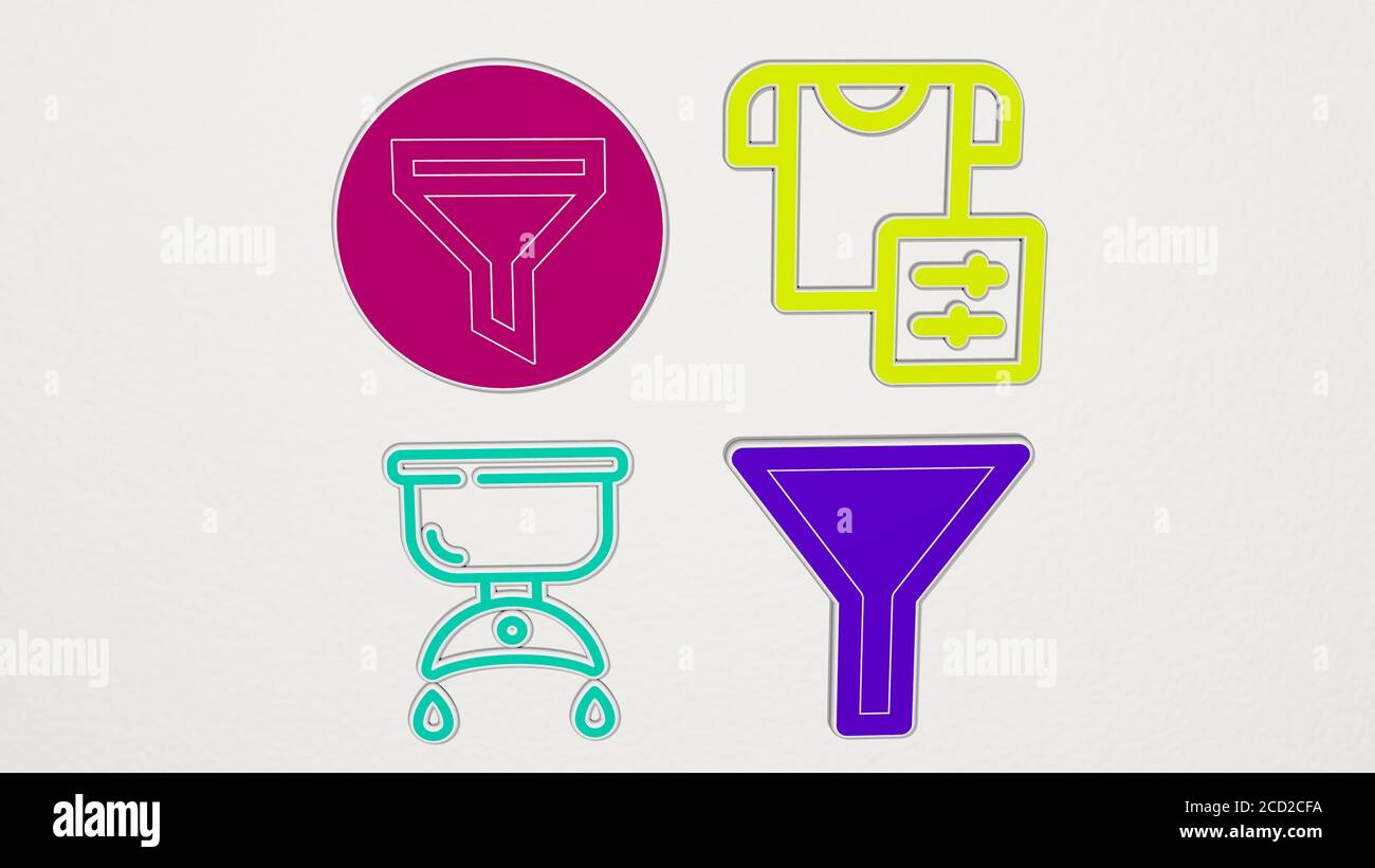 FILTER colorful set of icons, 3D illustration Stock Photo - Alamy