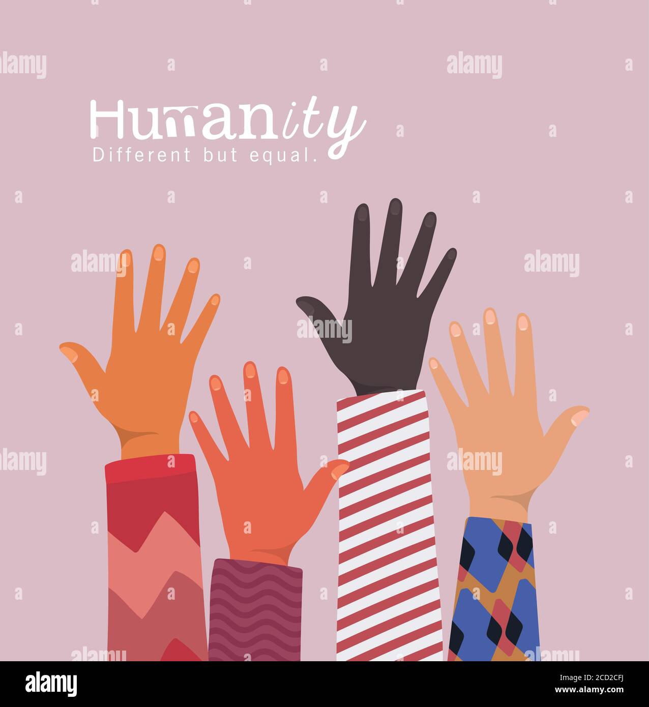 humanity different but equal and diversity hands up design, people ...