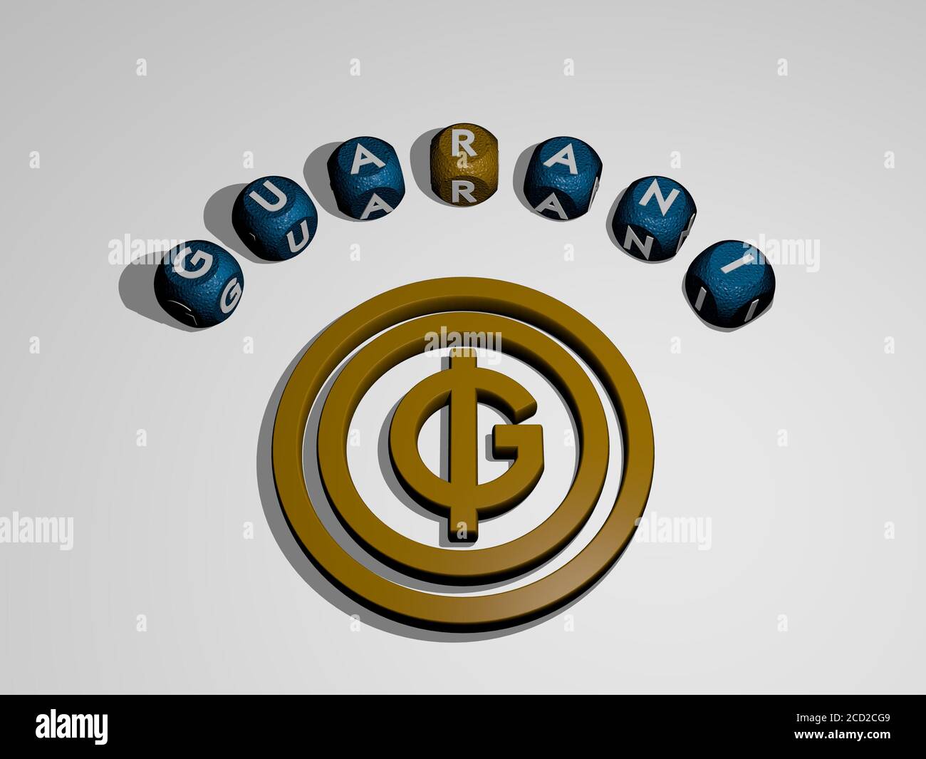GUARANI icon surrounded by the text of individual letters, 3D ...