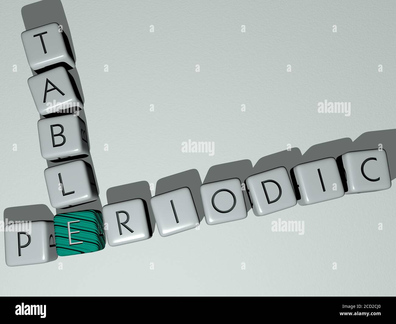 PERIODIC TABLE crossword by cubic dice letters, 3D illustration Stock ...