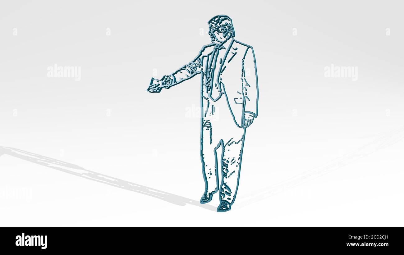 MAN GIVING NOTE 3D icon casting shadow, 3D illustration Stock Photo - Alamy