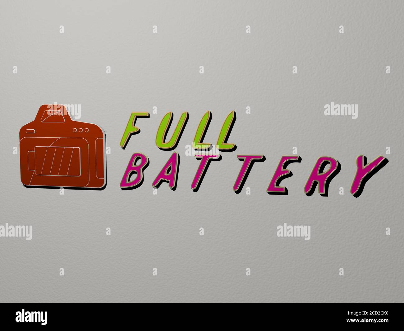 3D graphical image of FULL BATTERY vertically along with text built by ...