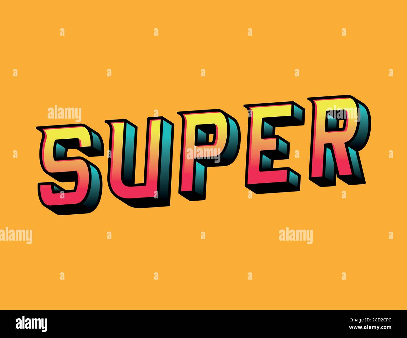 3d super lettering on orange background design, typography retro and ...
