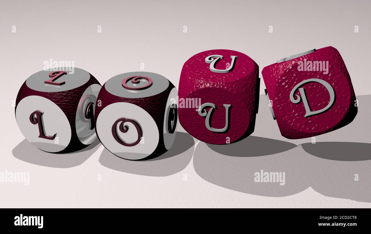 loud text by dancing dice letters, 3D illustration Stock Photo - Alamy
