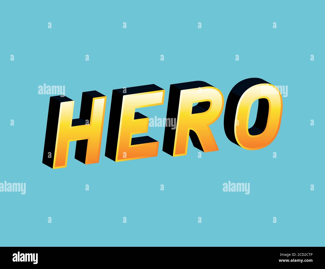 3d hero lettering on blue background design, typography retro and comic ...