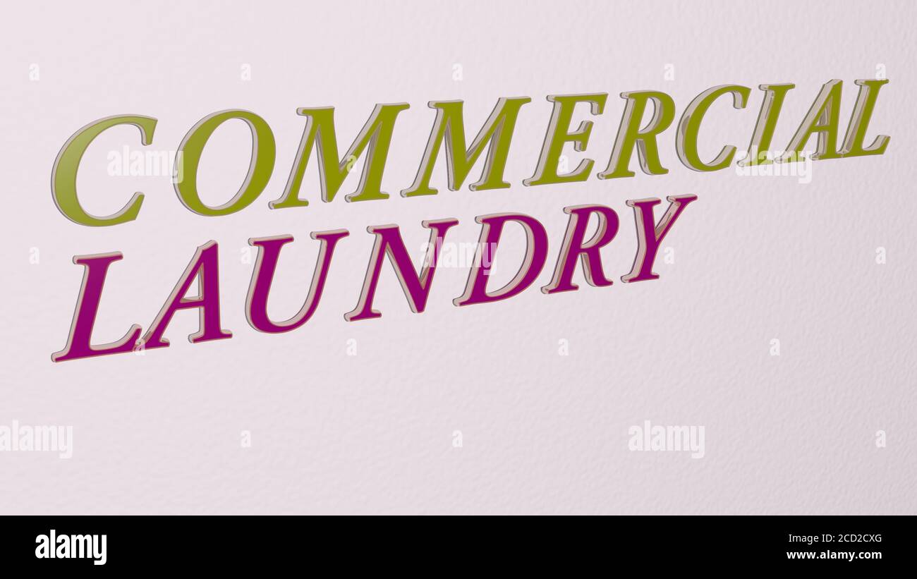 COMMERCIAL LAUNDRY text on the wall, 3D illustration Stock Photo - Alamy