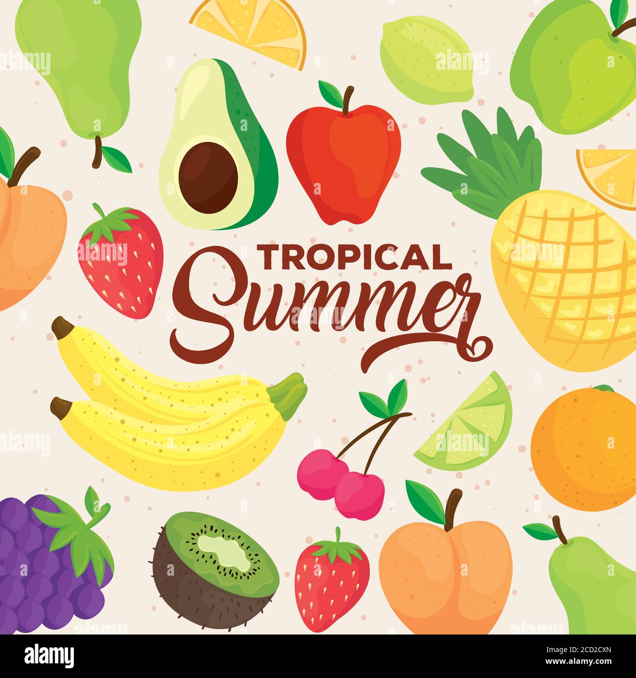 tropical summer banner, with fresh fruits Stock Vector Image & Art - Alamy
