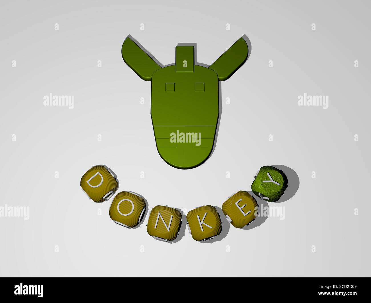 DONKEY text around the 3D icon, 3D illustration Stock Photo - Alamy