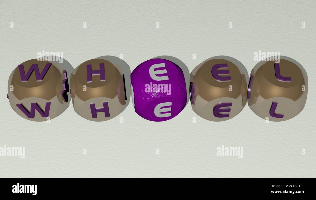 wheel text by cubic dice letters, 3D illustration Stock Photo - Alamy