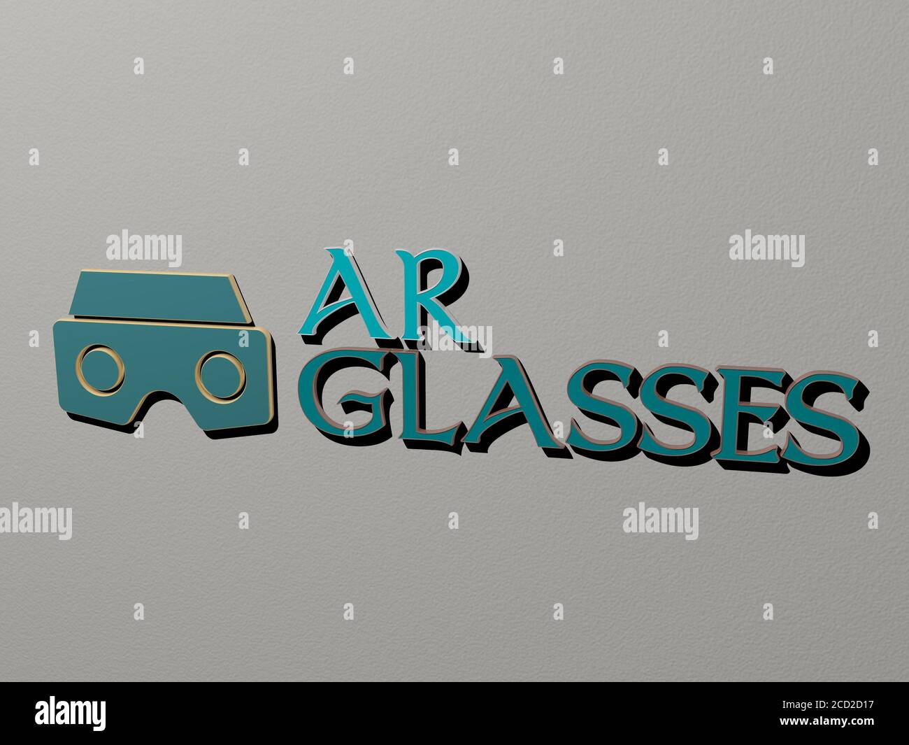 AR GLASSES icon and text on the wall, 3D illustration Stock Photo - Alamy