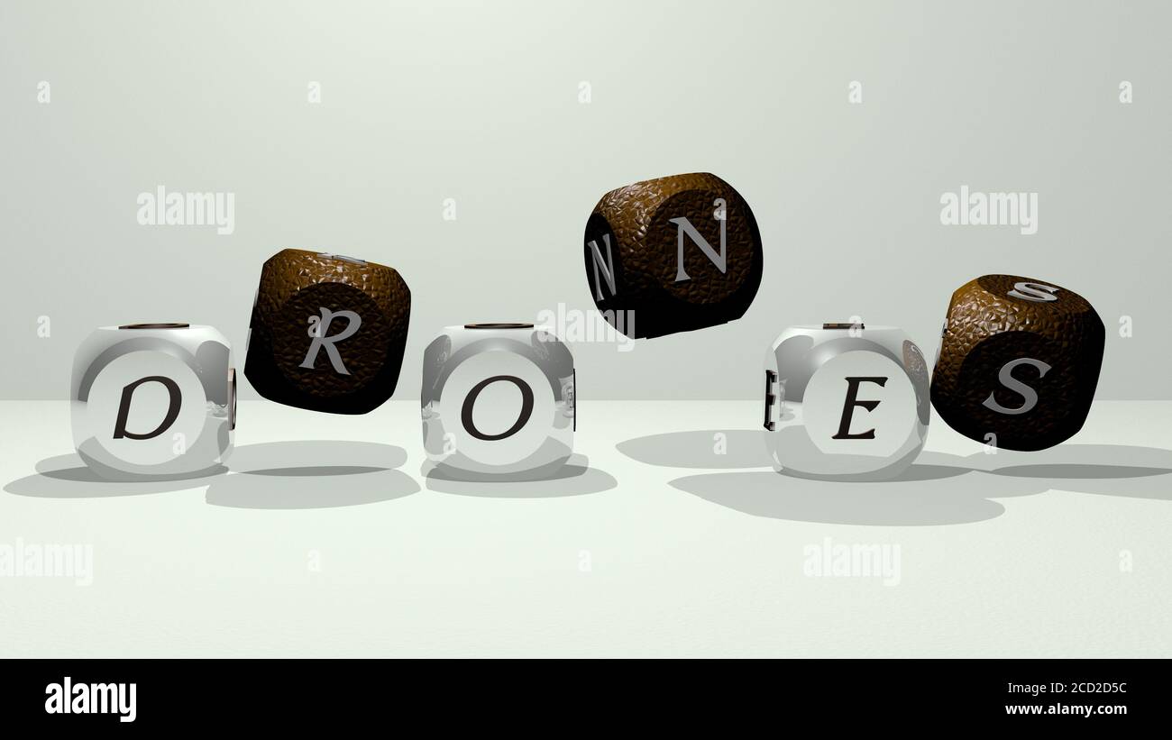 drones dancing cubic letters, 3D illustration Stock Photo - Alamy