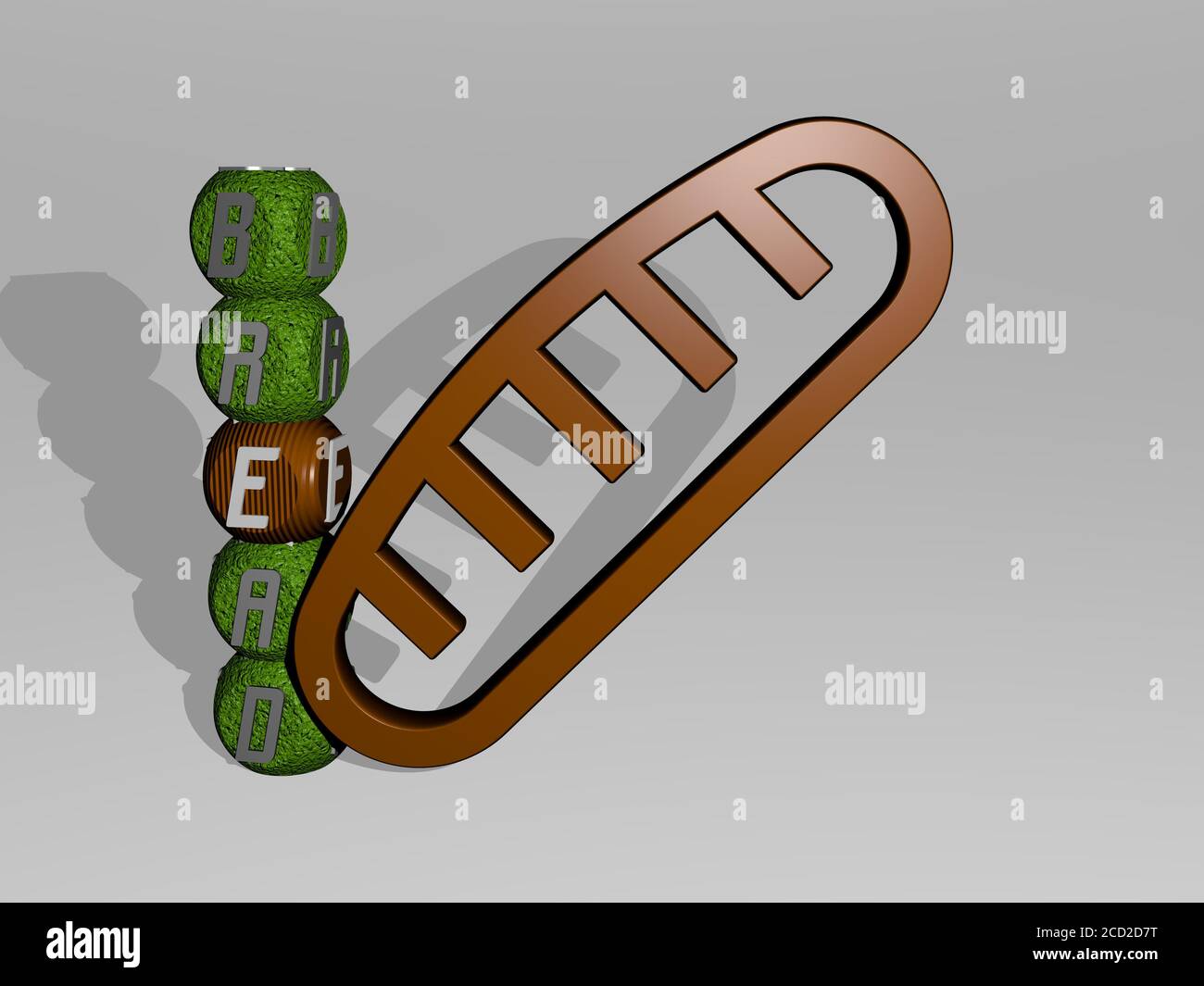 BREAD 3D icon and dice letter text, 3D illustration Stock Photo - Alamy