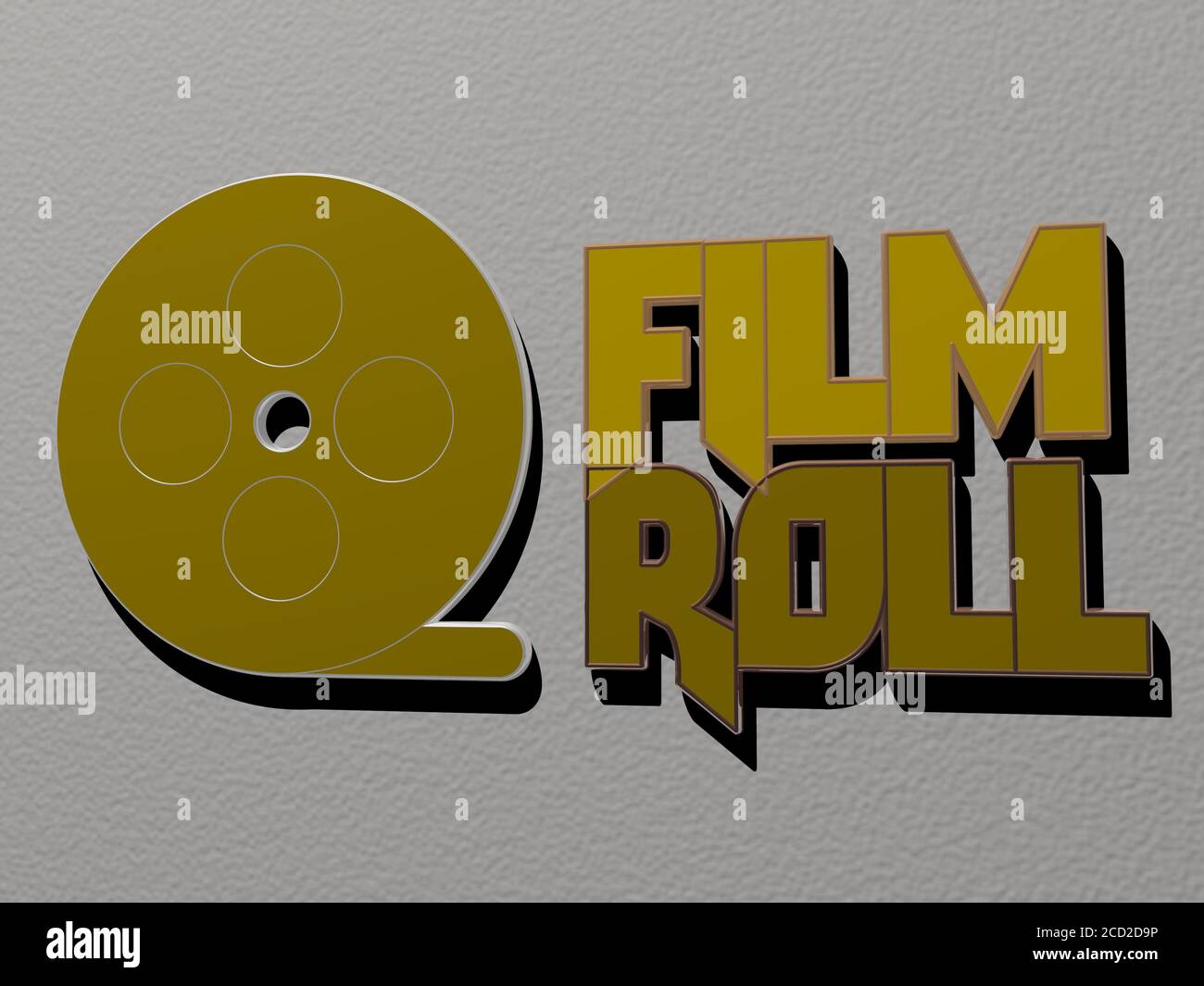 FILM ROLL icon and text on the wall, 3D illustration Stock Photo - Alamy