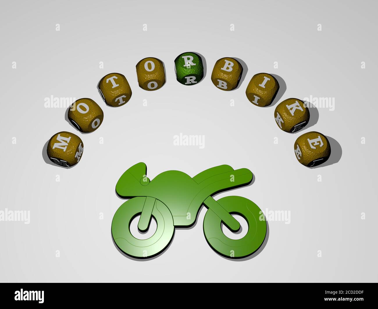 MOTORBIKE icon surrounded by the text of individual letters, 3D ...