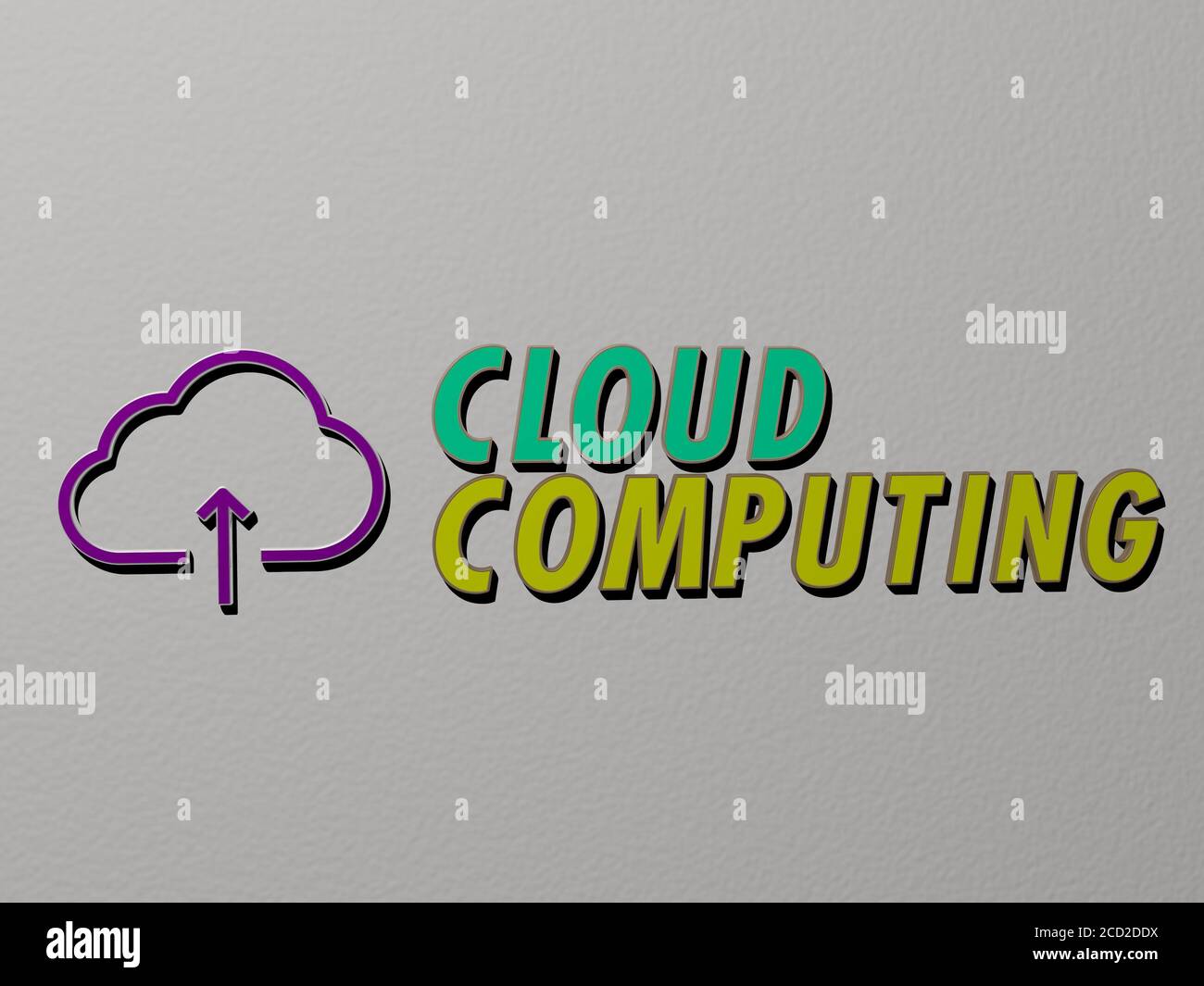 3D graphical image of CLOUD COMPUTING vertically along with text built ...