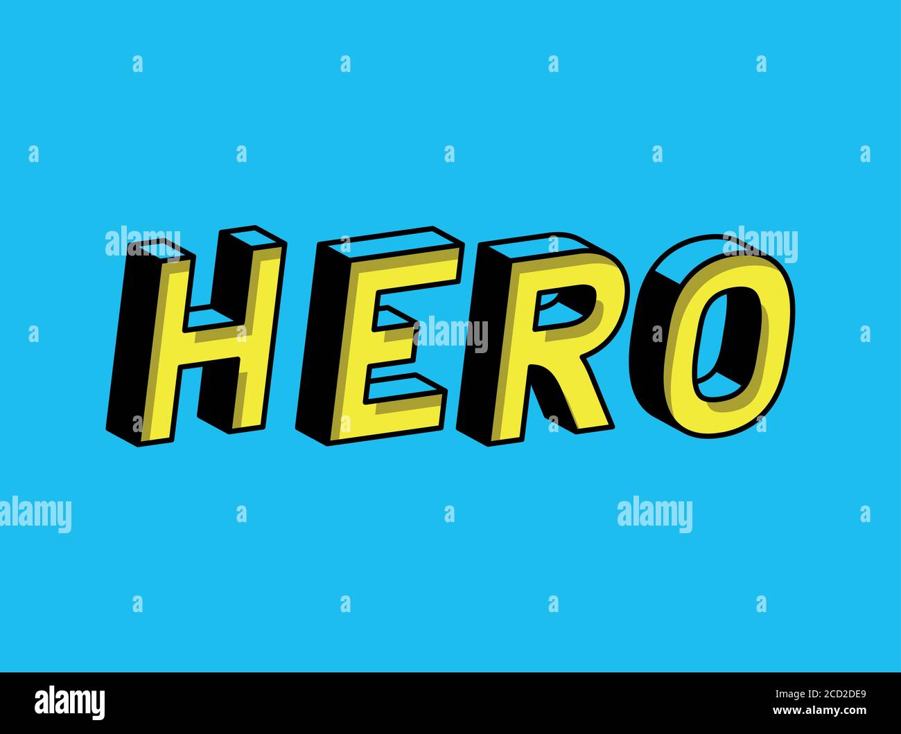 3d hero lettering on blue background design, typography retro and comic ...