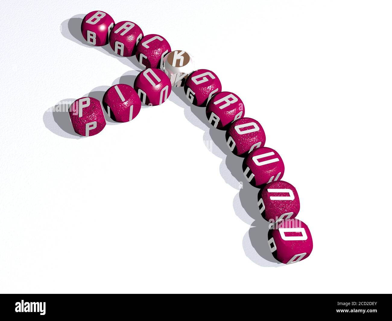 pink background crossword of curved text made of individual letters, 3D ...