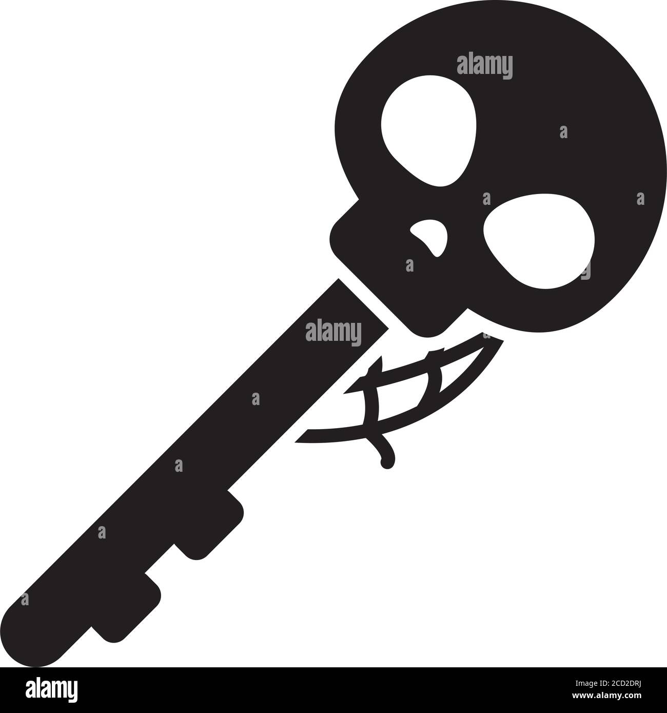 halloween skull key icon over white background, silhouette style ...