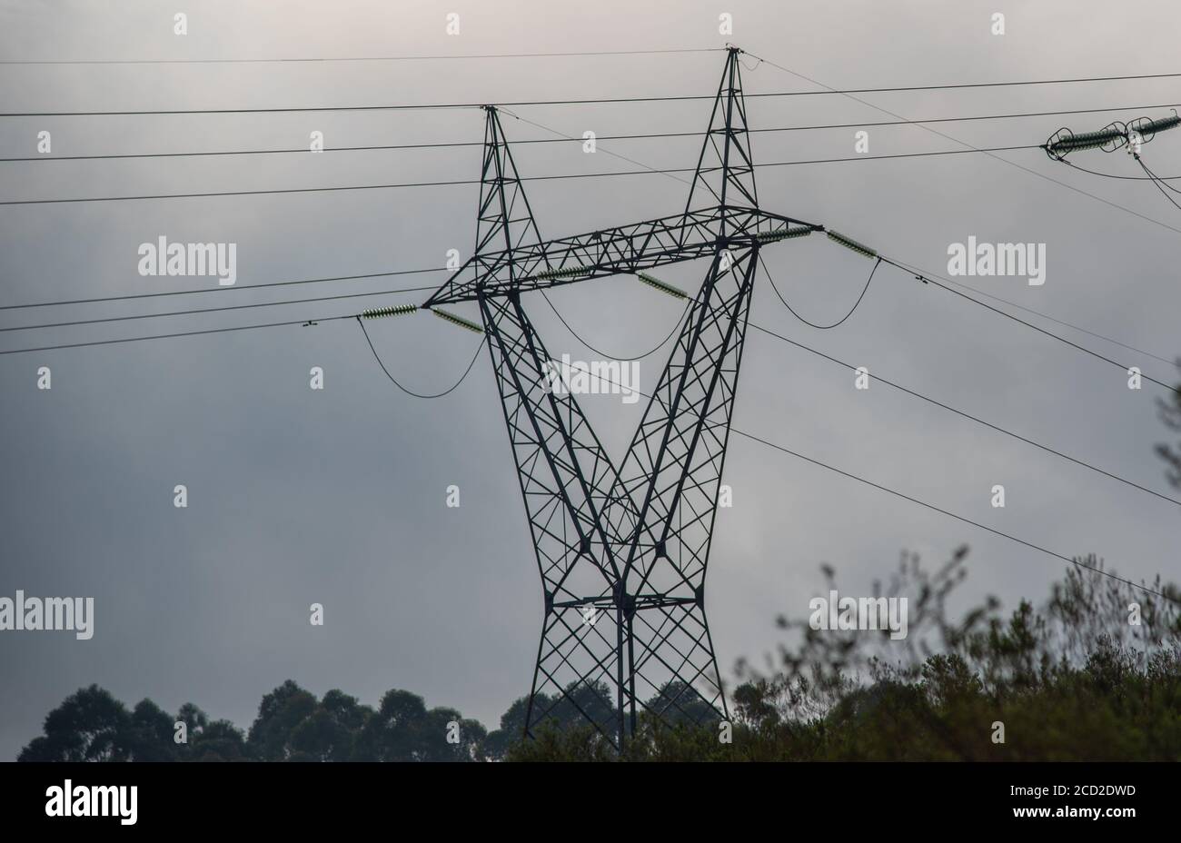 Electricity transmission towers. Dawn in southern Brazil. Energy ...