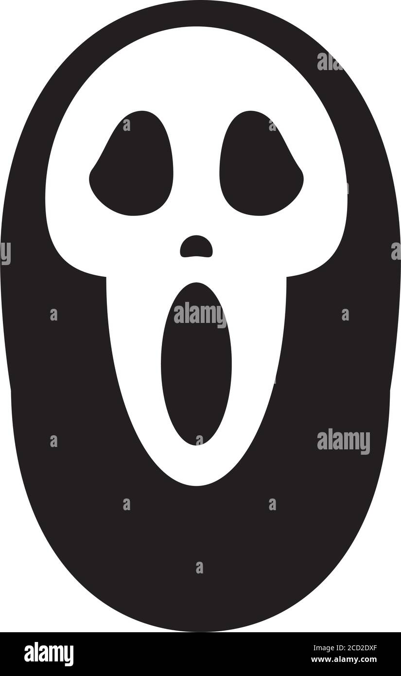 halloween concept, scary mask icon over white background, silhouette ...