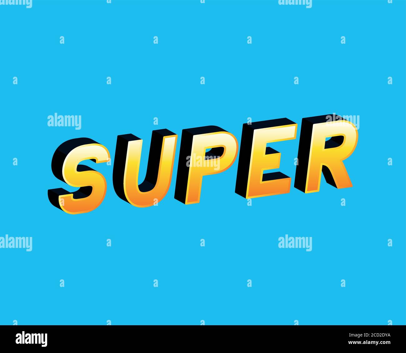 3d super lettering on blue background design, typography retro and ...