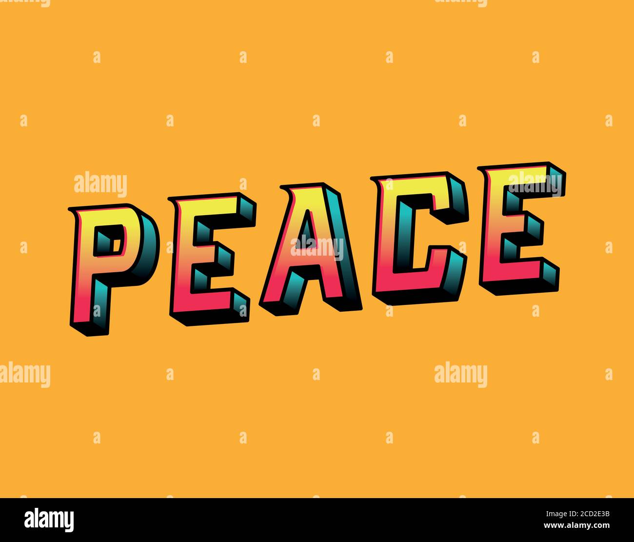 3d peace lettering on orange background design, typography retro and ...