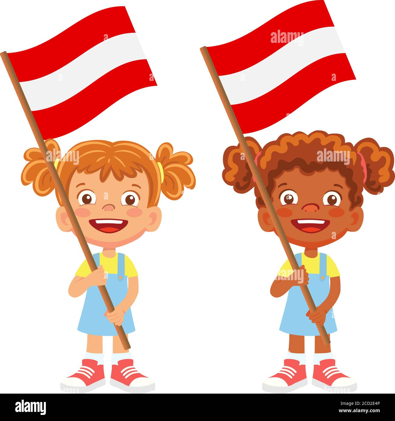 Austria flag in hand. Children holding flag. National flag of Austria ...